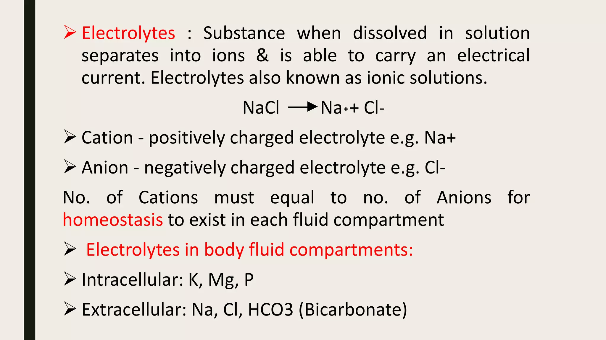 Major extracellular and intracellular electrolytes first semester b ...
