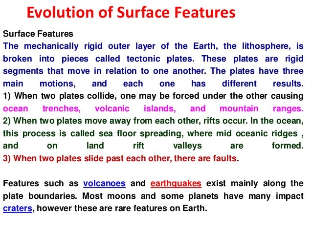 Major features of earth's surface