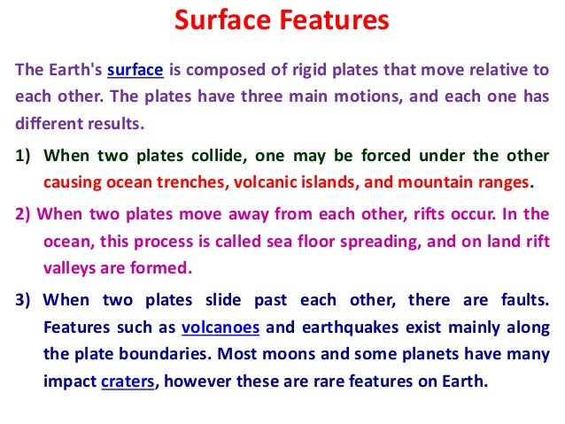 Major features of earth's surface