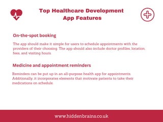 Major Features of Healthcare App Development | PDF
