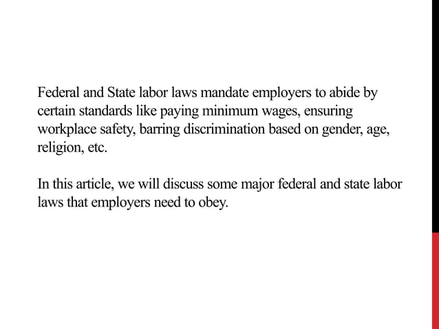Major federal and state labor laws | PPTX