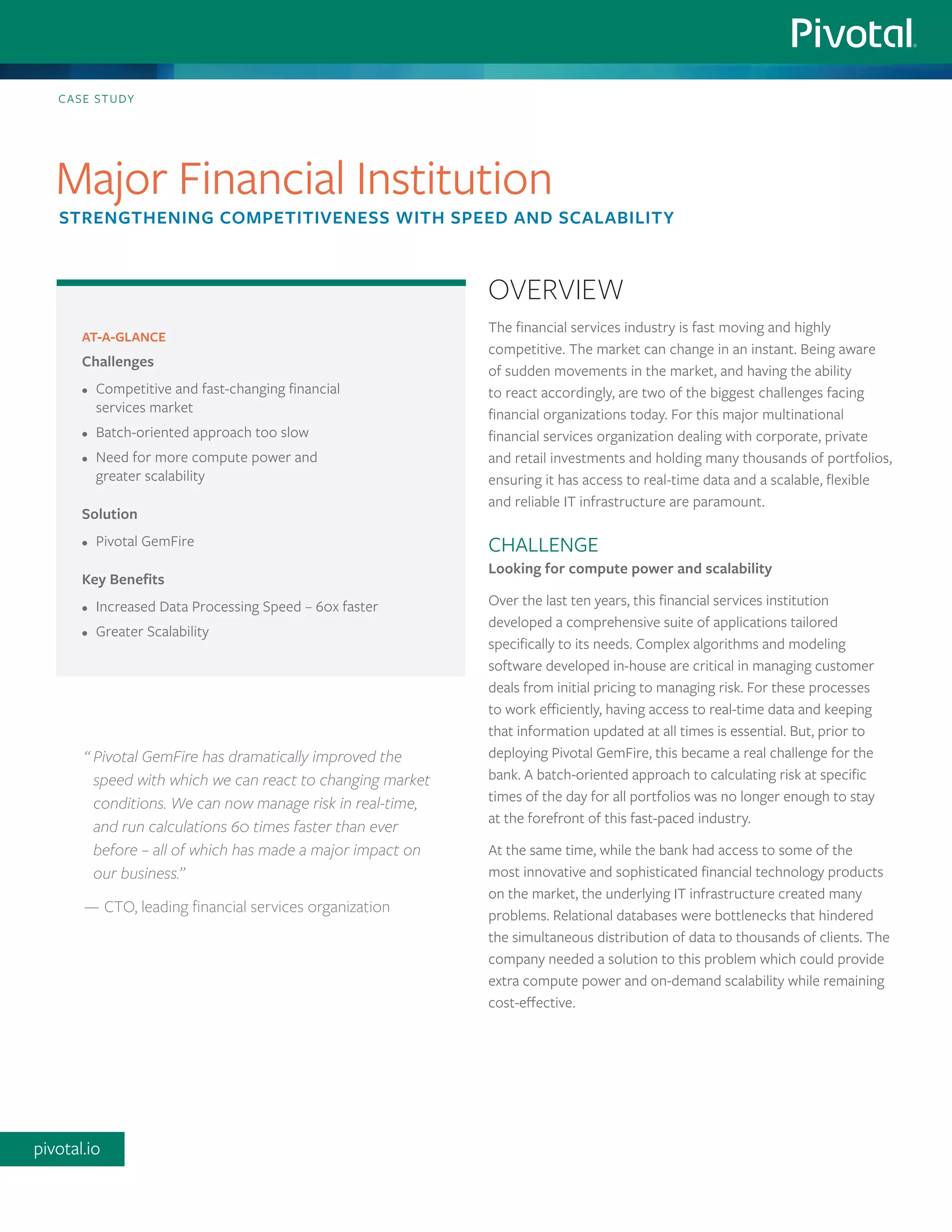 Major Financial Institution Case Study | PDF