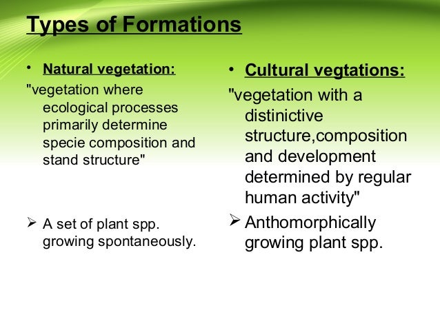 Major formation types of the world