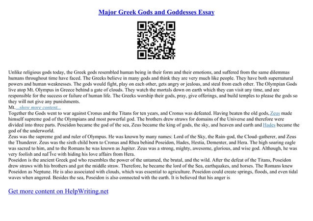 Major Greek Gods And Goddesses Essay | PPT