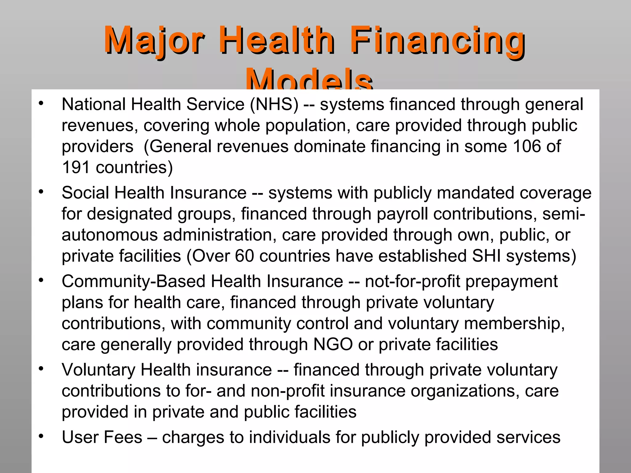 Major health financing model | PPT