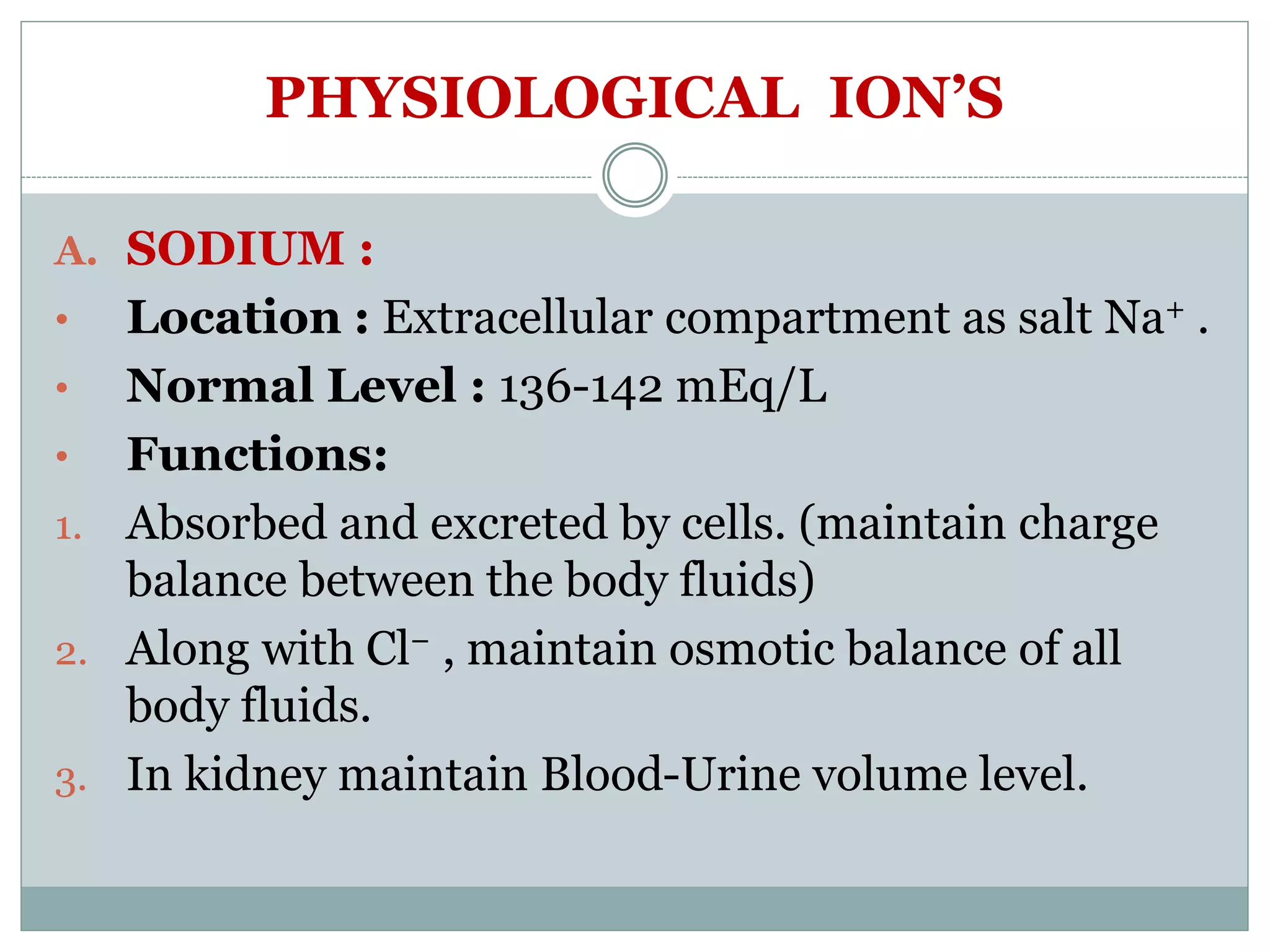 Major intra and extra cellular electrolytes | PDF