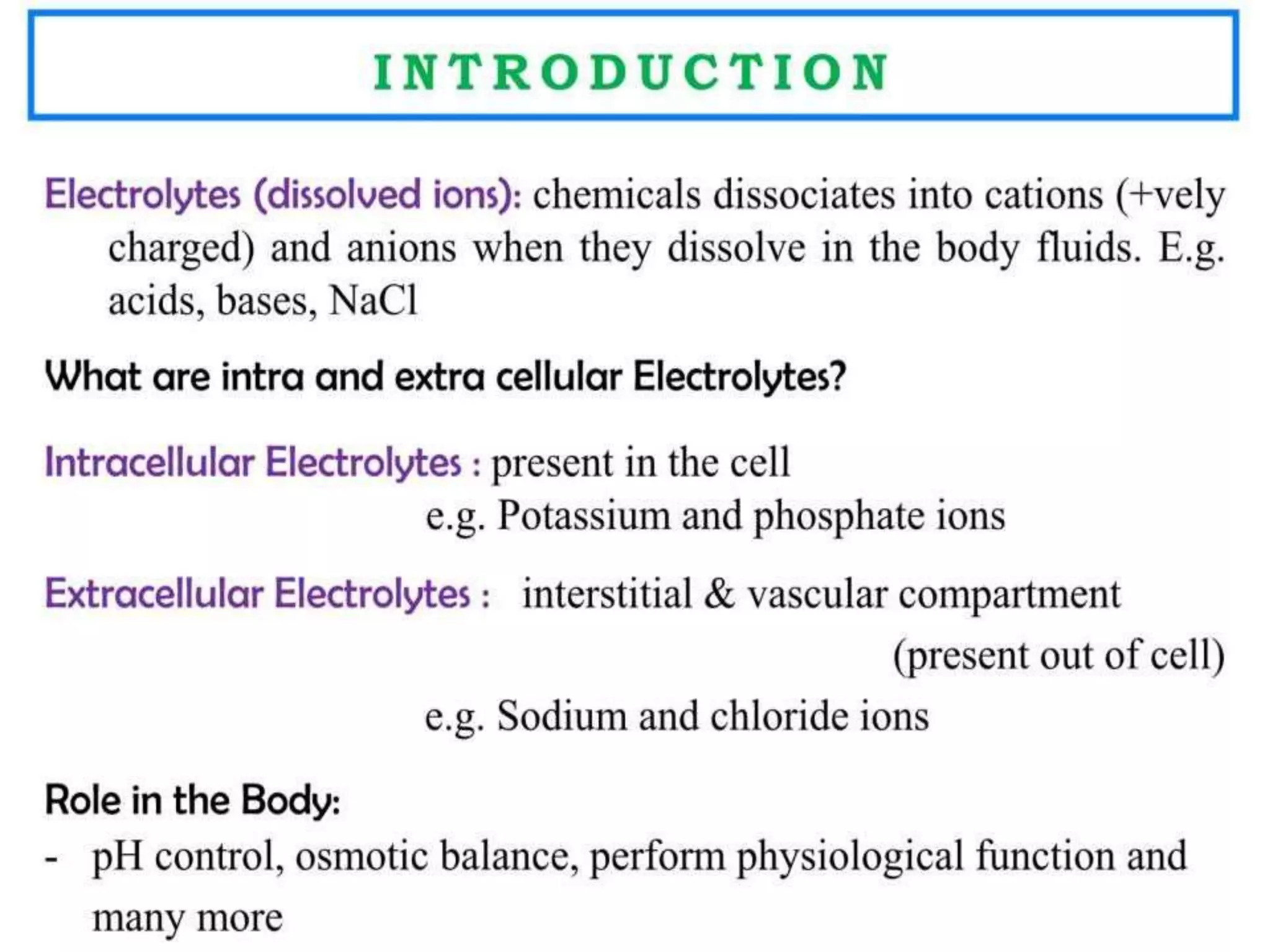 Majorintraandextra-cellular Electrolytes pic.ppt | Chemistry | Science