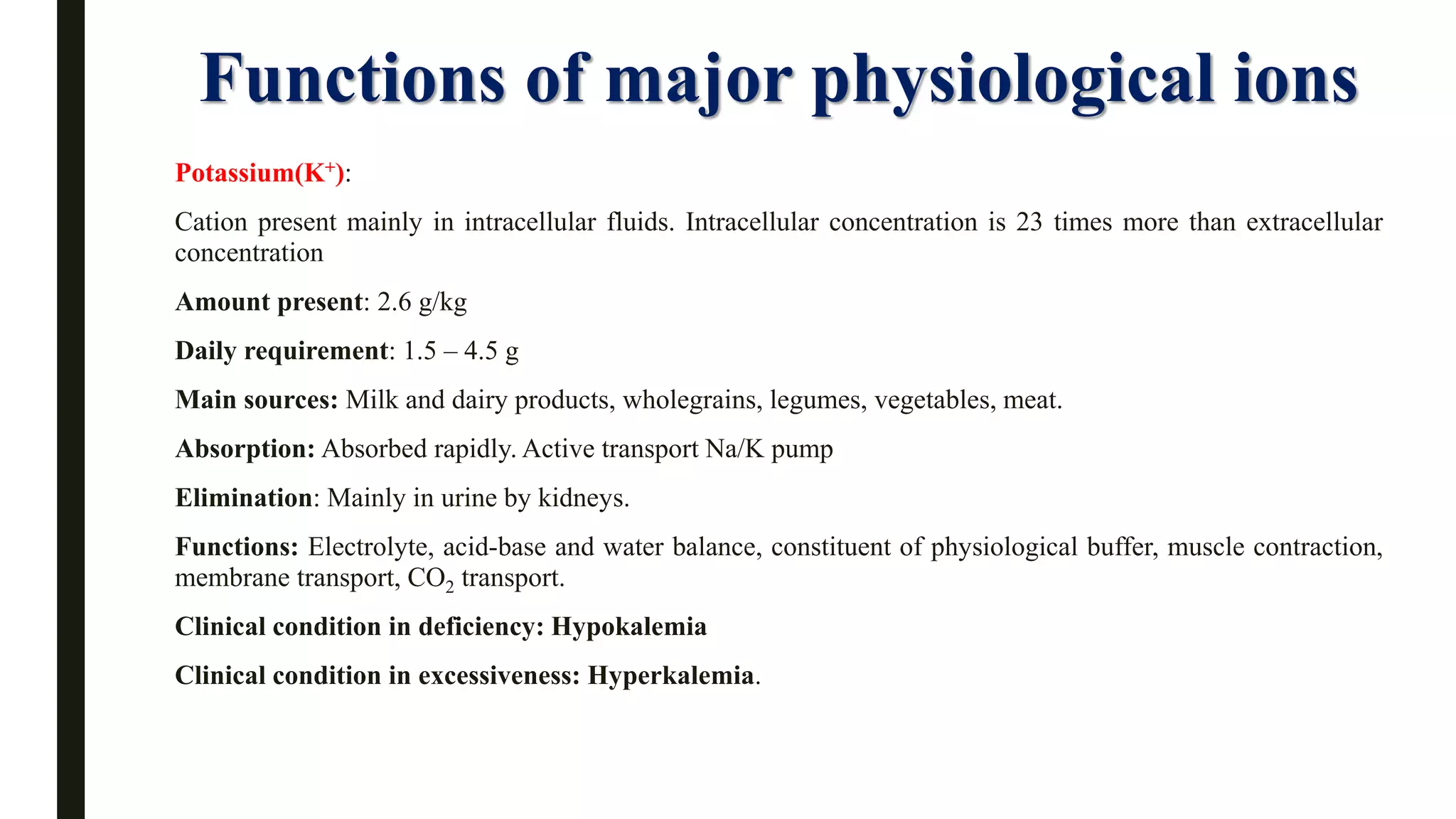 Major intra and extracellular electrolytes | PDF
