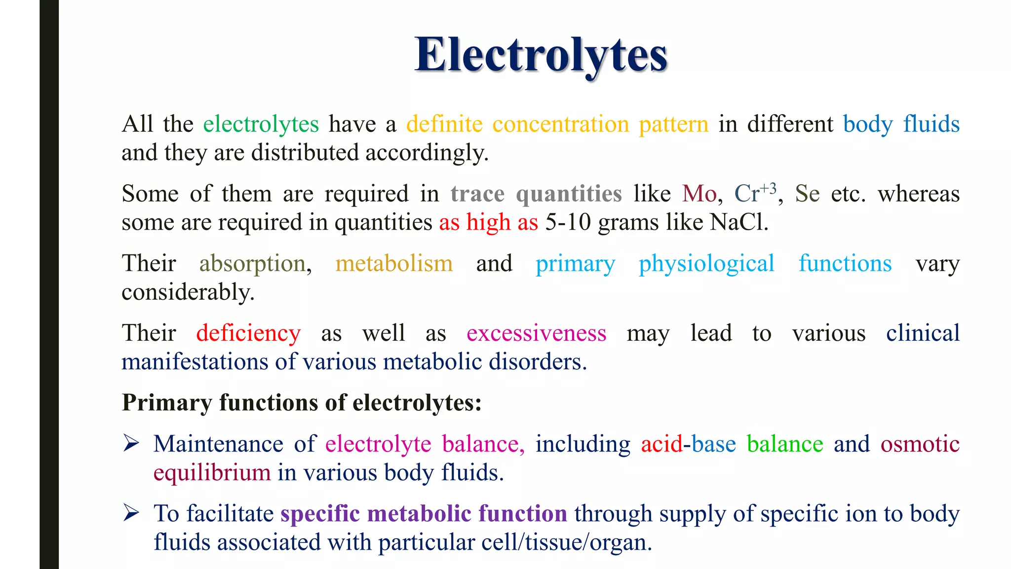 Major intra and extracellular electrolytes | PDF