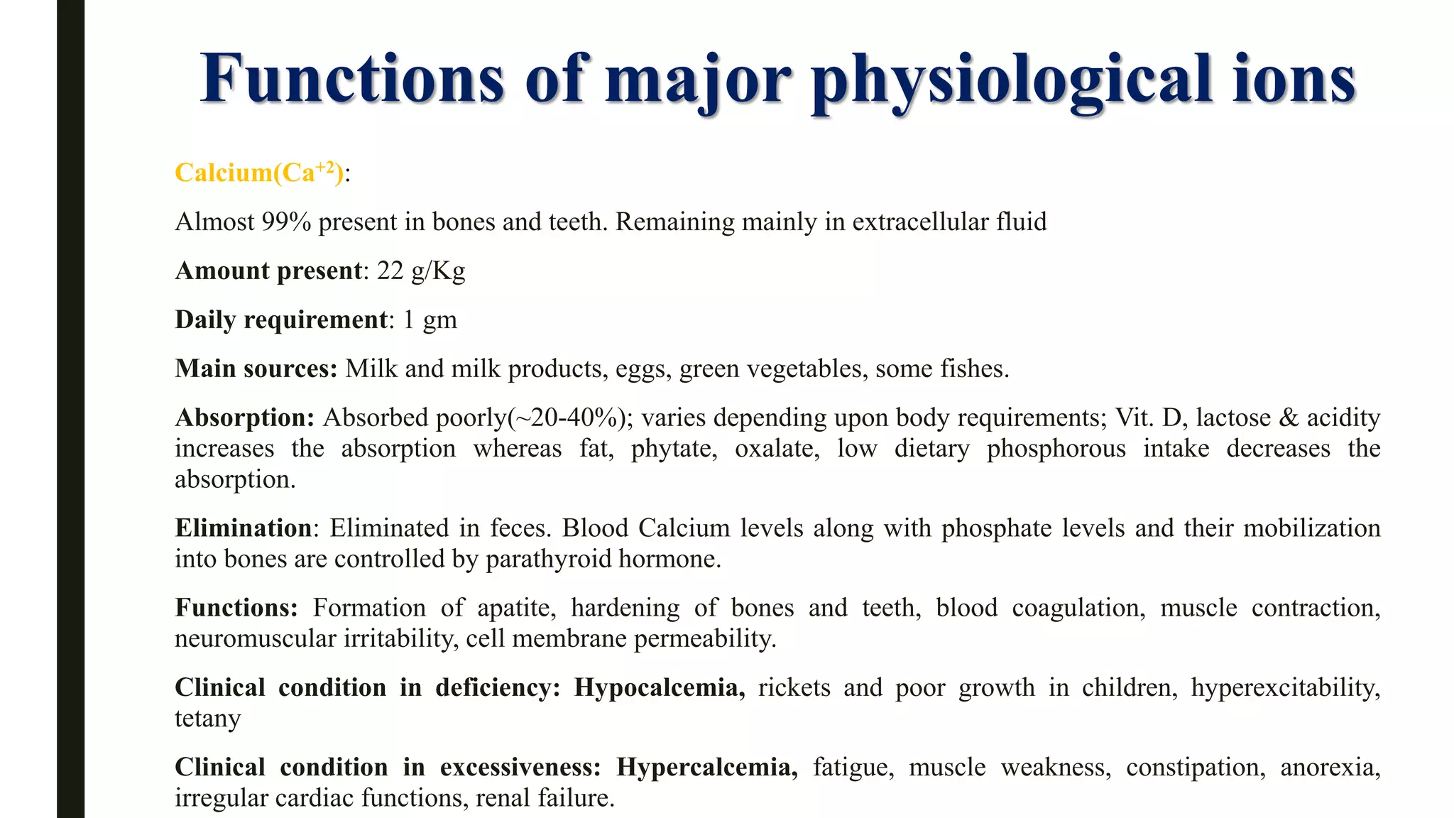 Major intra and extracellular electrolytes | PDF