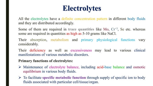 Major intra and extracellular electrolytes | PDF