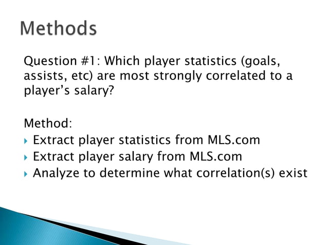 Major League Soccer Player Analysis | PPT