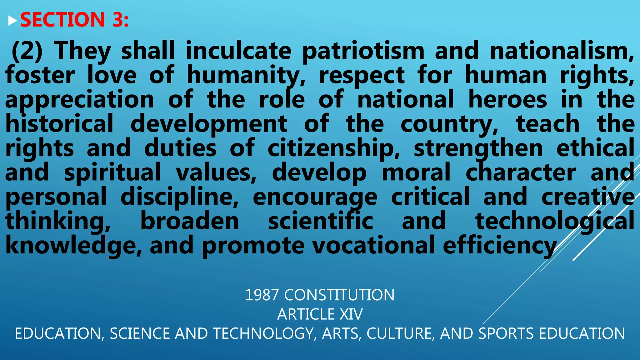 Major legal bases of Education: the Philippine constitution | PPTX