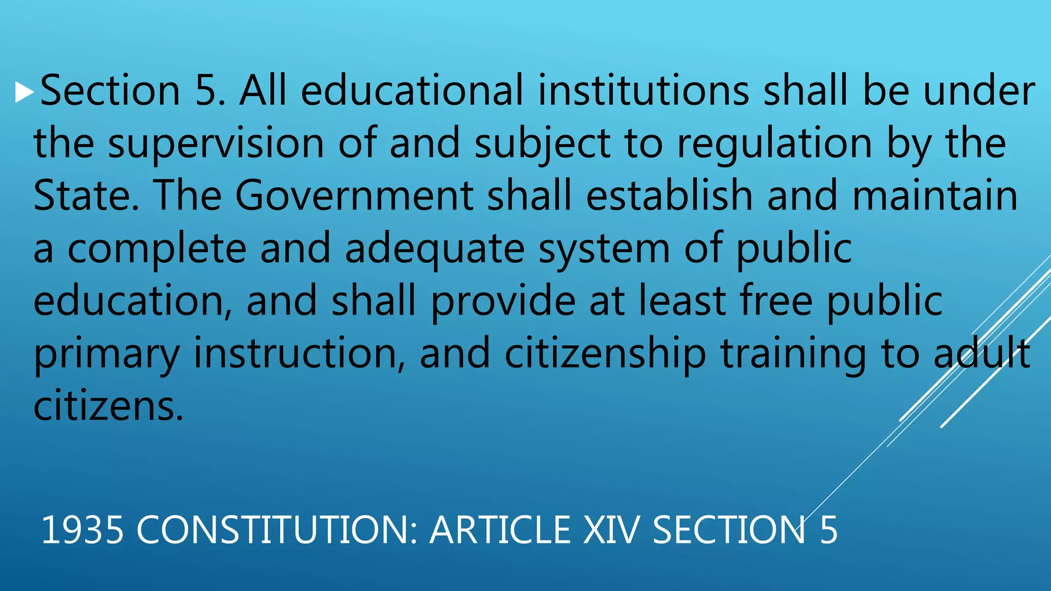 Major legal bases of Education: the Philippine constitution | PPTX