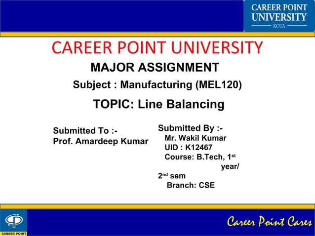 Line balancing ppt By Wakil Kumar | PPT