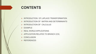 Applications of algebra and calculus | PPTX