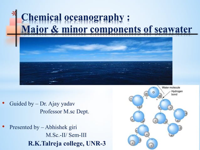 Major and minor components of seawater | PPTX | Chemistry | Science