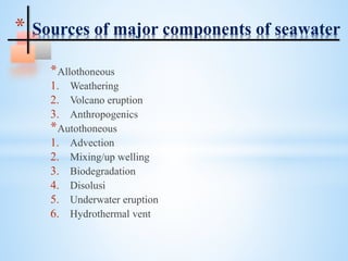 Major and minor components of seawater | PPTX