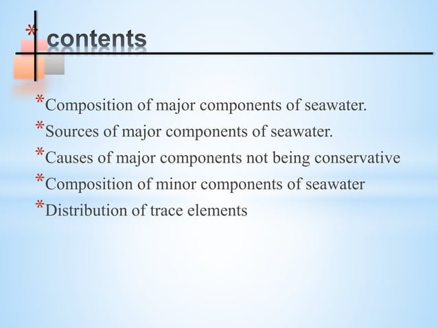 Major and minor components of seawater | PPTX | Chemistry | Science