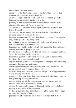 Major Models of the Criminal Justice SystemPacker’s ModelsThe .docx