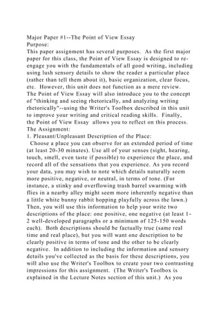 Major Paper #1--The Point of View EssayPurpose This paper assi.docx