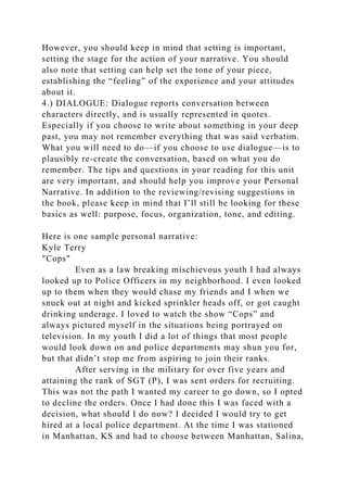 Major Paper #2--The Personal Narrative EssayA narrative is simpl.docx