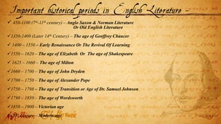 History of English Literature | PPTX