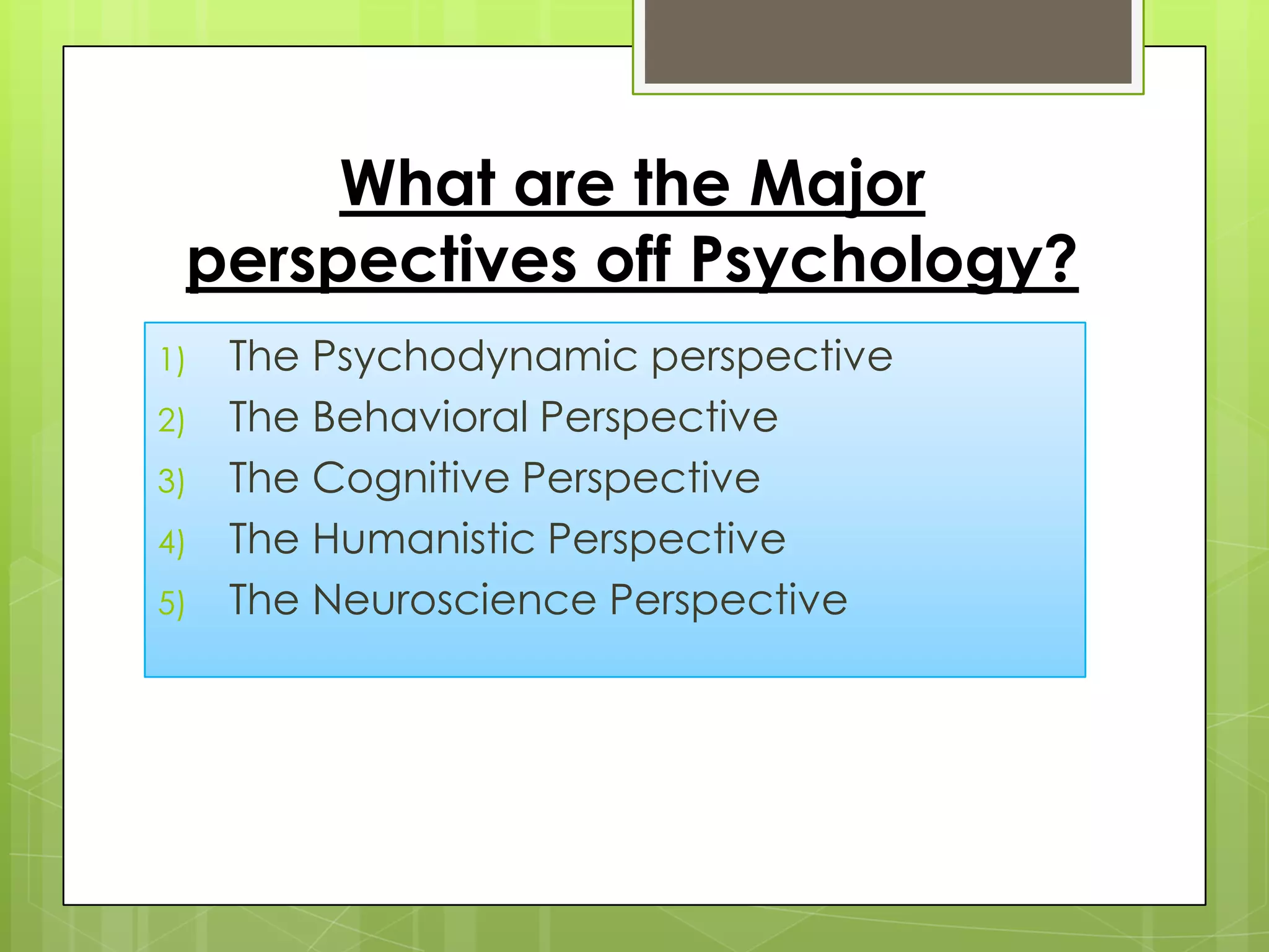 Major perspectives of psychology | PPTX