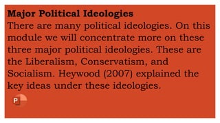 Major Political Ideologies is helpful to students | PPTX