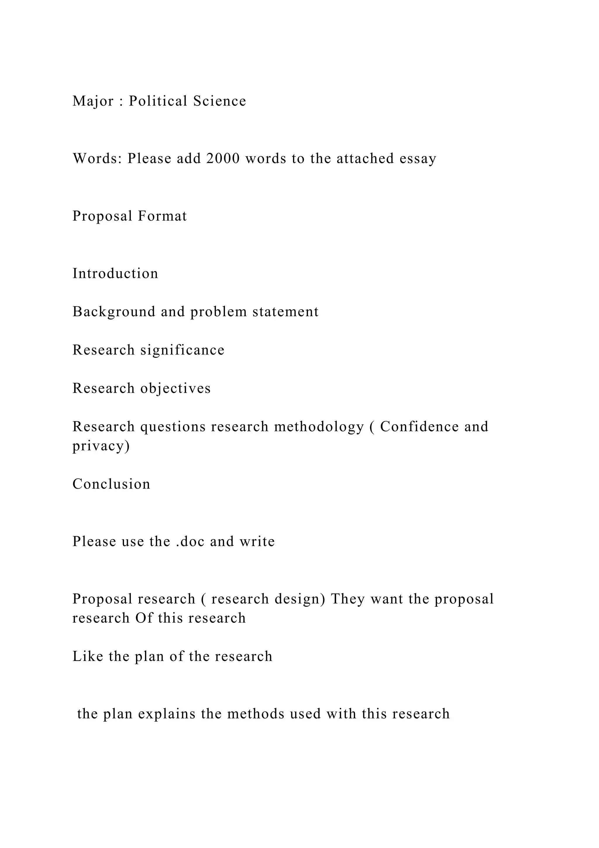 Major Political ScienceWords Please add 2000 words to the a.docx