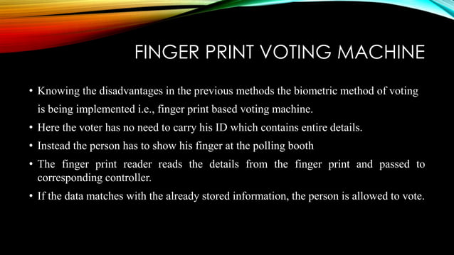 fingerprint based electronic voting machine | PPT