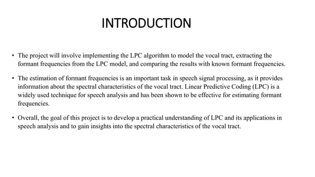Powerpoint on Linear Predictive coding.pptx | Digital Audio | Computer Software and Applications