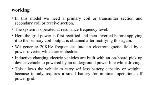 Design and simulation of inductive charging system for ev | PPTX
