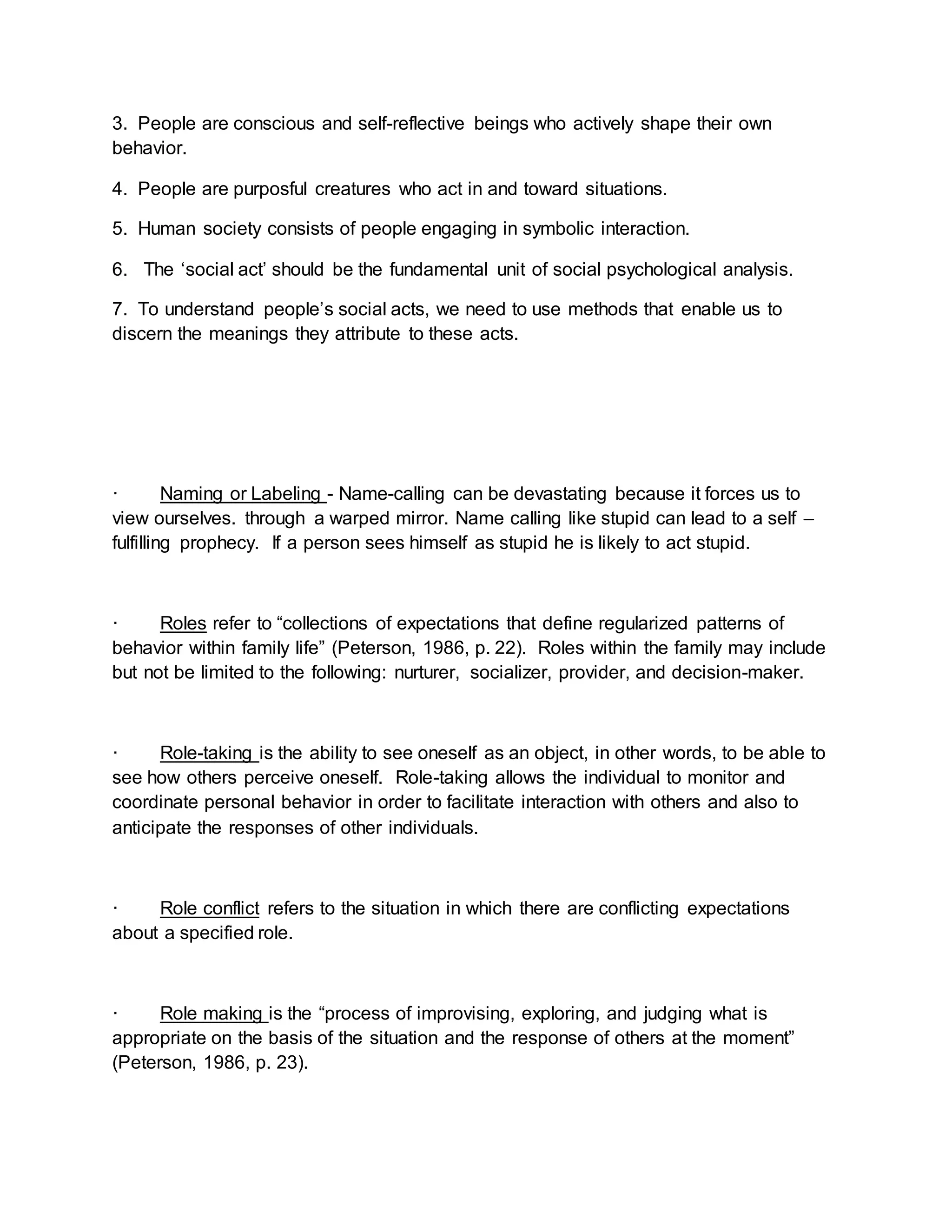 Major premises of symbolic interaction theory | DOCX