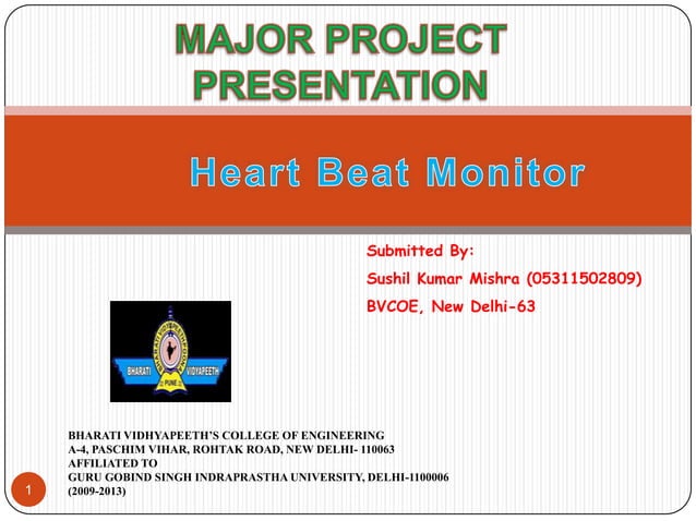 Heart beat monitor using AT89S52 microcontroller | PPTX