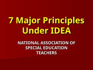 Major Principles Under IDEA Special Education | PPT