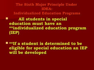 Major Principles Under IDEA Special Education | PPT