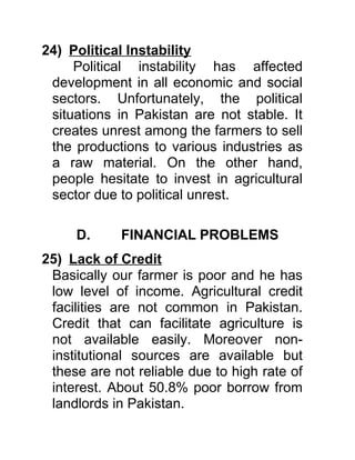 Major problems of agricultural sector of pakistan | DOC