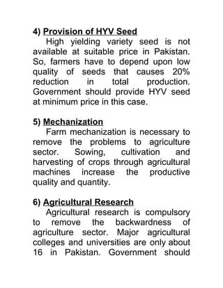Major problems of agricultural sector of pakistan | DOC