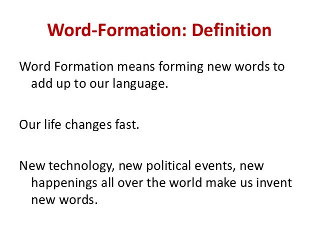 Major processes of word formation new