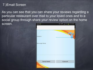 Restaurant Finder Android Application project Presentation | PPT