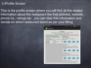Restaurant Finder Android Application project Presentation | PPT