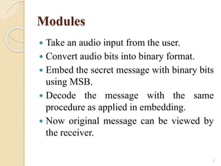 Audio steganography project presentation | PPTX