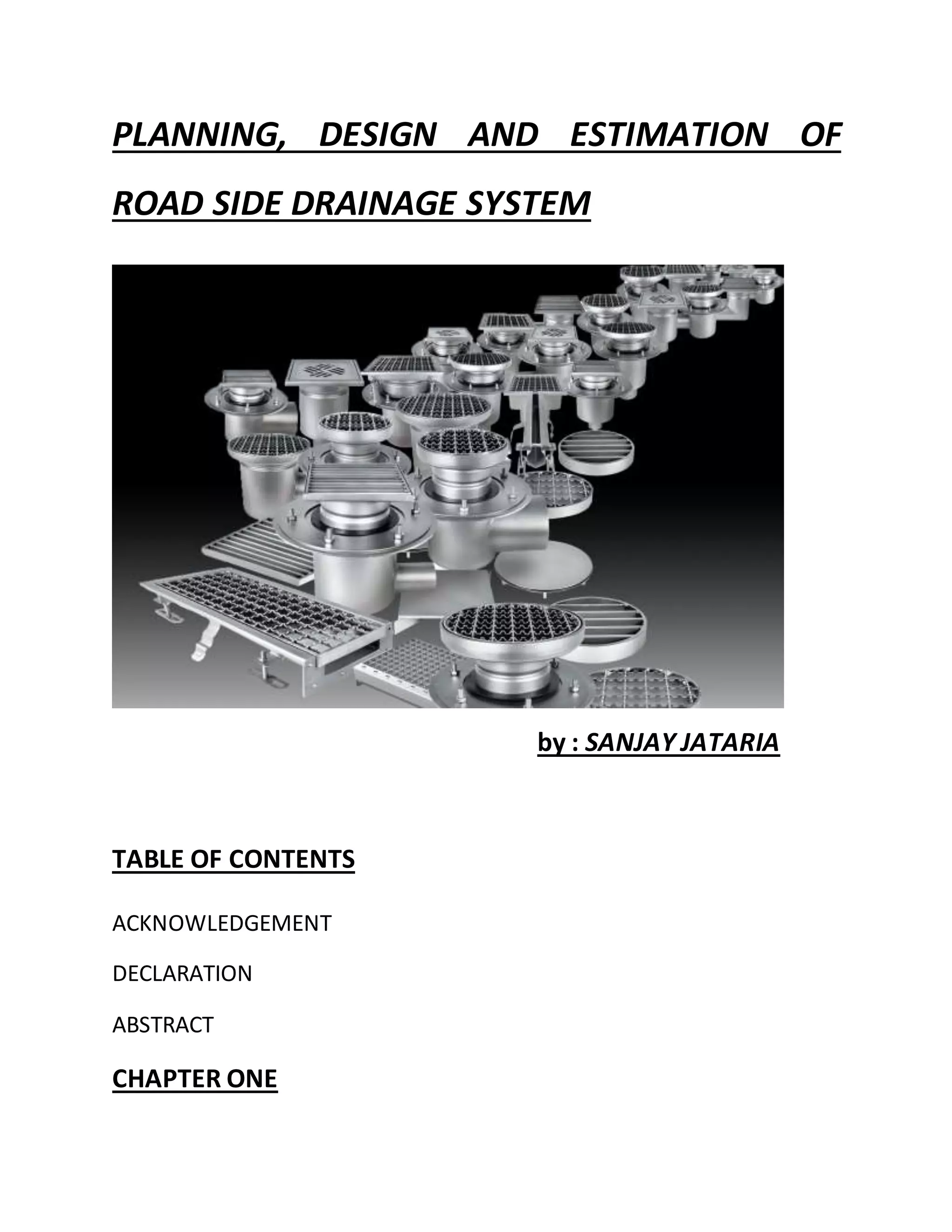 planning, design and estimation of road side drainage system | DOCX
