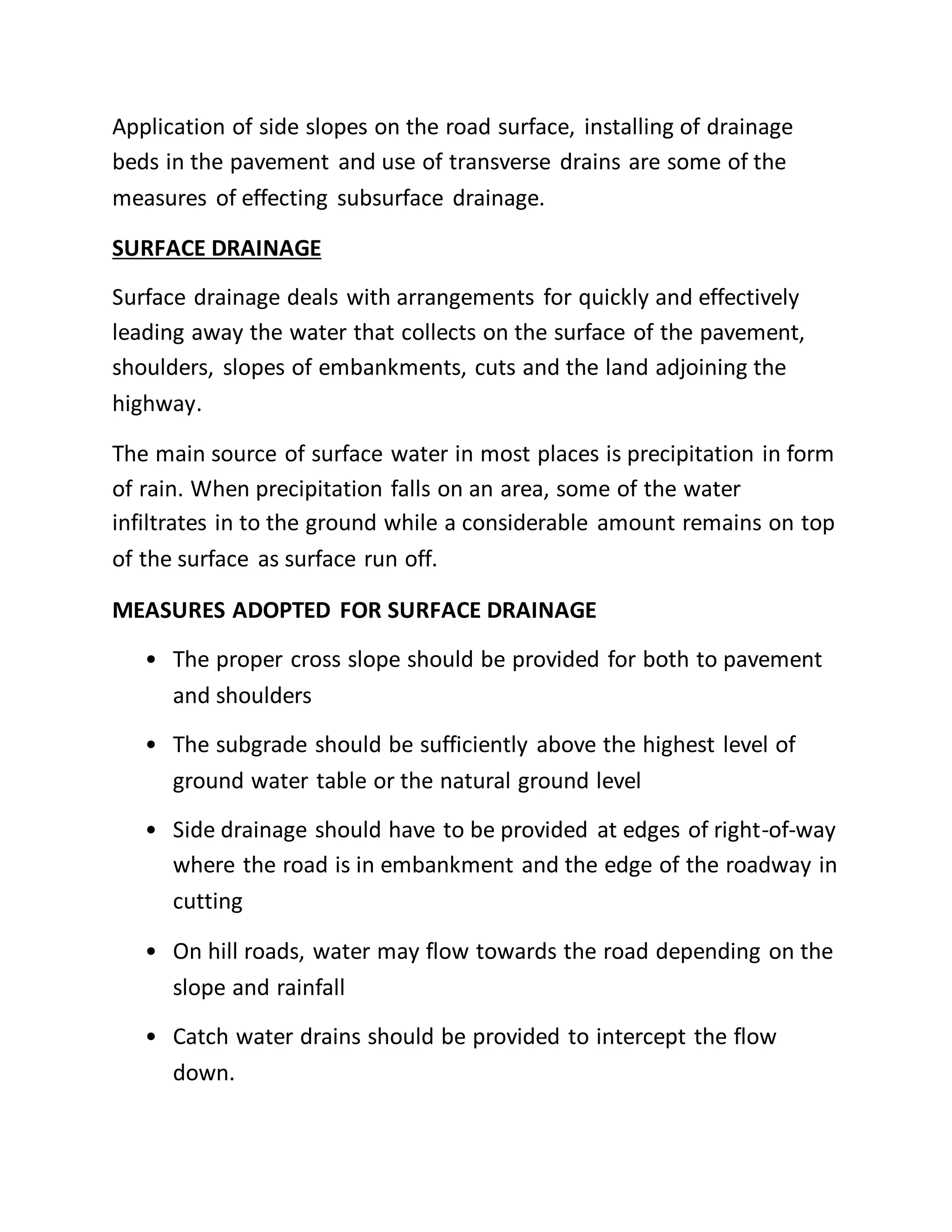 planning, design and estimation of road side drainage system | DOCX