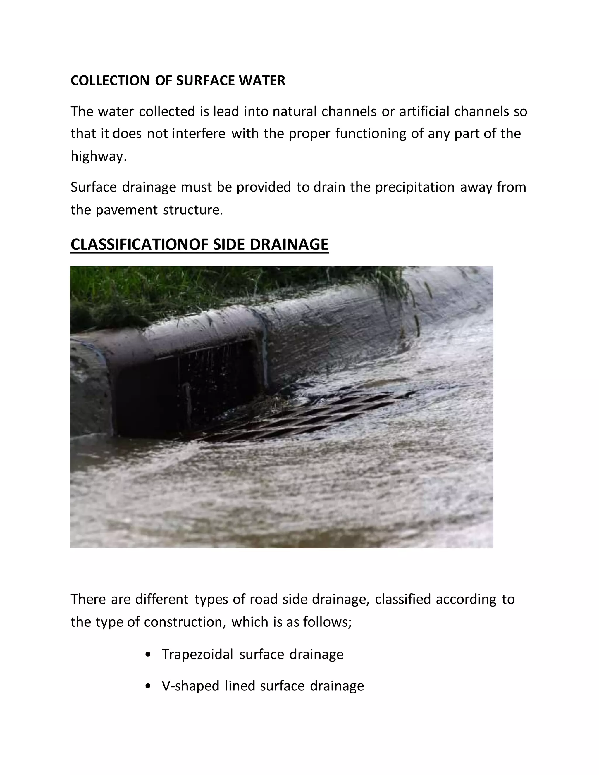 planning, design and estimation of road side drainage system | DOCX