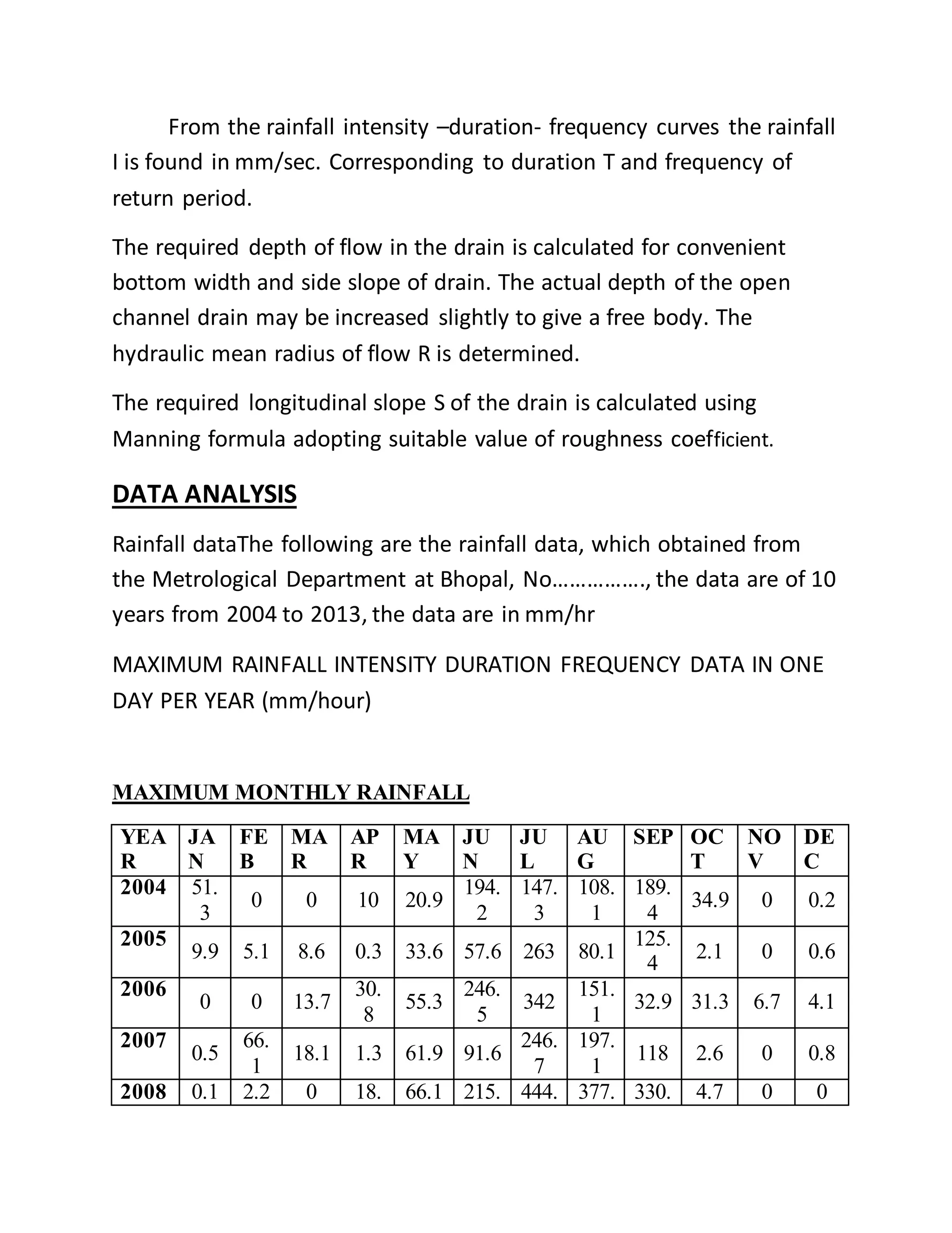 planning, design and estimation of road side drainage system | DOCX