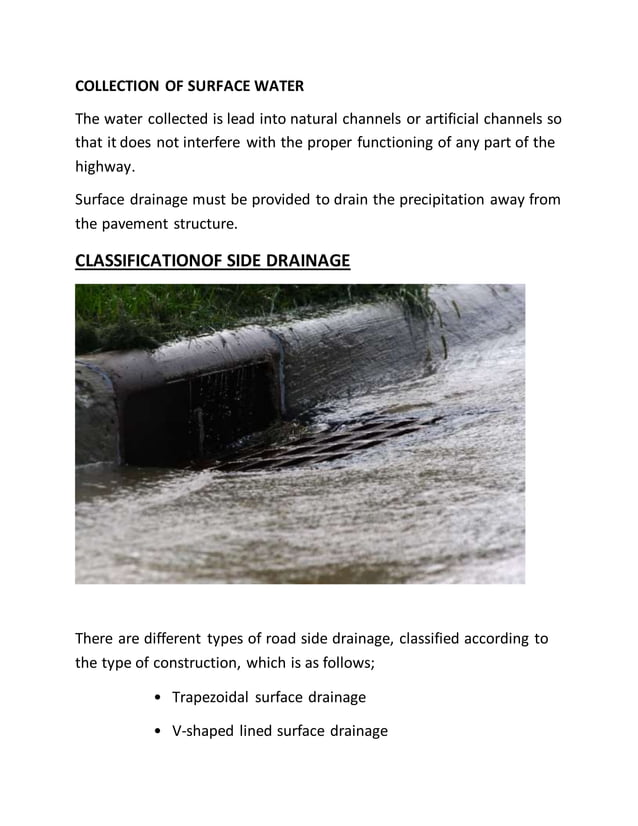 planning, design and estimation of road side drainage system | DOCX ...