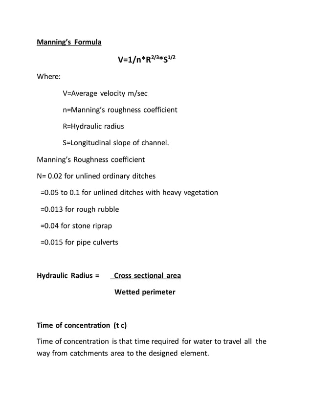 planning, design and estimation of road side drainage system | DOCX ...