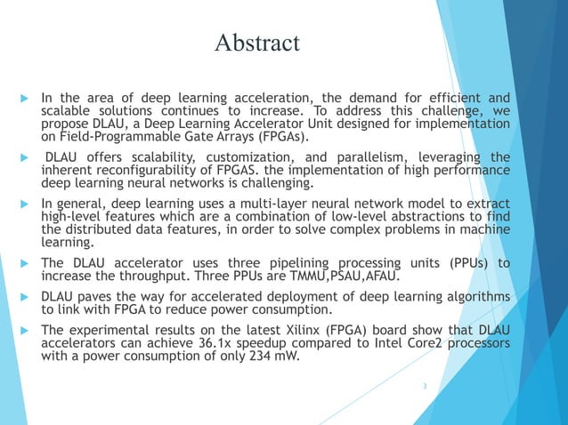 DESIGNING A SCALABLE DEEP LEARNING ACCELERATOR UNIT (DLAU) ON FPGA | PPT DESIGNING A SCALABLE DEEP LEARNING ACCELERATOR UNIT (DLAU) ON FPGA | PPT